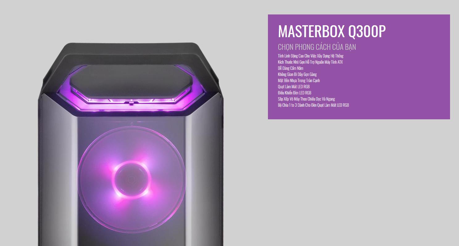 Case Coolermaster MasterBox Q300P (Mid Tower/Màu Xám /Led RGB)