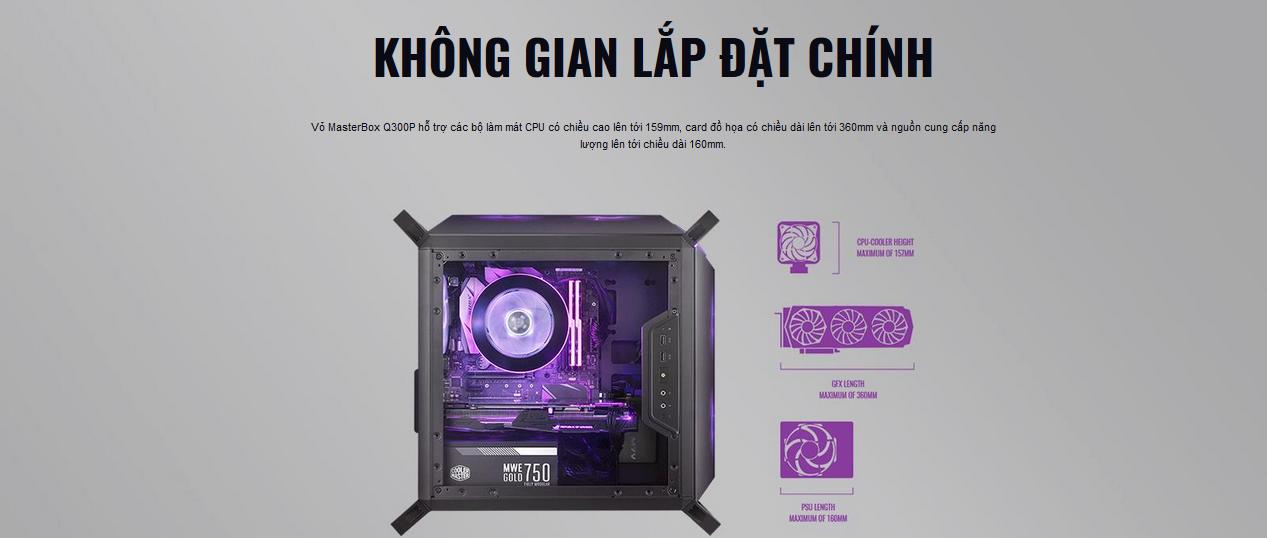 Case Coolermaster MasterBox Q300P (Mid Tower/Màu Xám /Led RGB)