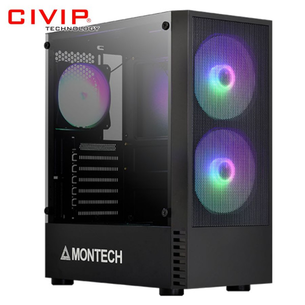 Vỏ Case vi tính Montech X2 Mesh Black CA0X2BKMESMT (Kèm 3 quạt RGB, ATX ...