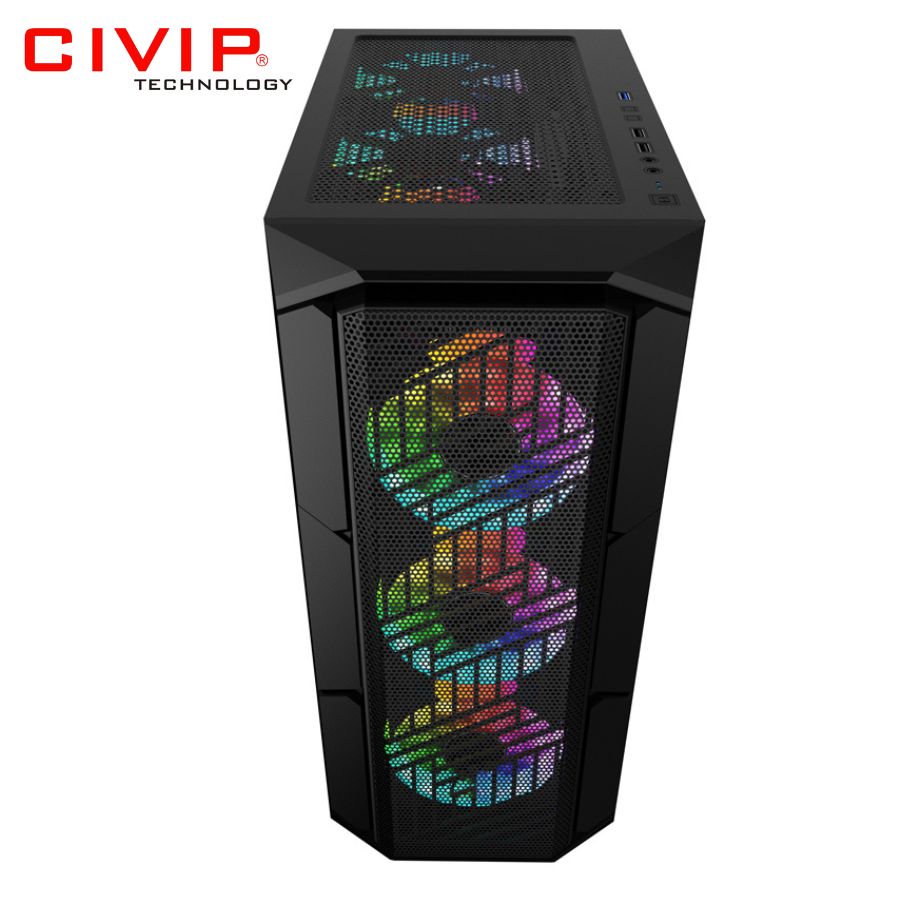 Case First Player XF-BK-4F1 (Kèm 4 quạt RGB, ATX / mATX / mITX)
