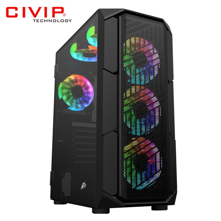 Case First Player XF-BK-4F1 (Kèm 4 quạt RGB, ATX / mATX / mITX)