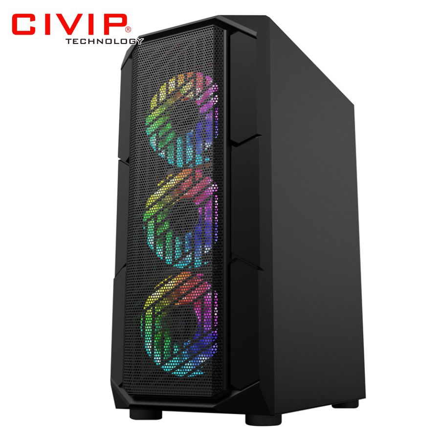 Case First Player XF-BK-4F1 (Kèm 4 quạt RGB, ATX / mATX / mITX)